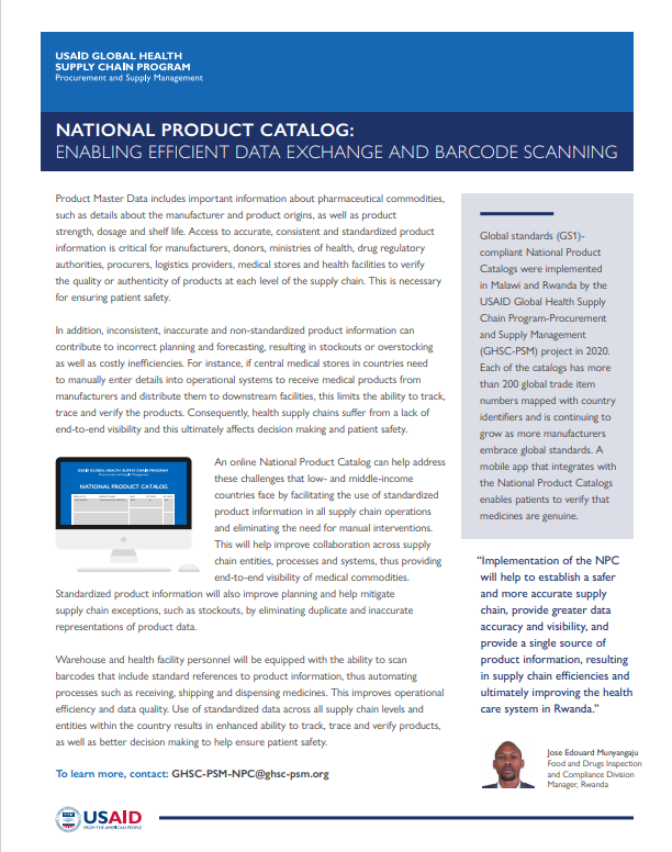 The National Product Catalog | USAID Global Health Supply Chain Program