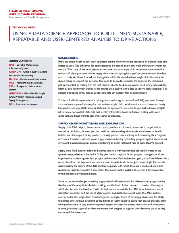 Using a Data Science Approach to Build Timely, Sustainable, Repeatable ...